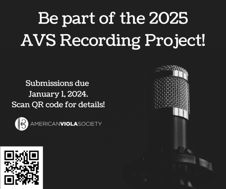 2025 AVS Recording Project: Submissions Due Jan 1 - Welcome to the American Viola Society!